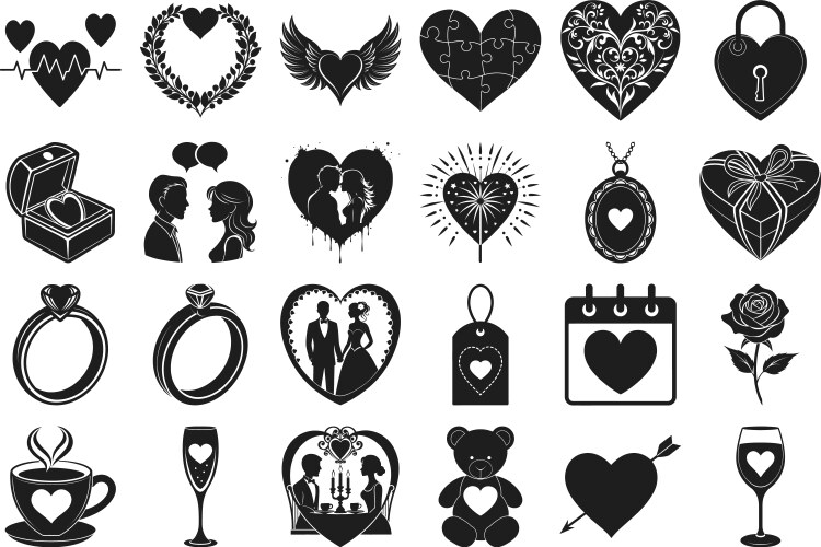 Valentines Day Black and White Vector Images (over 160,000)