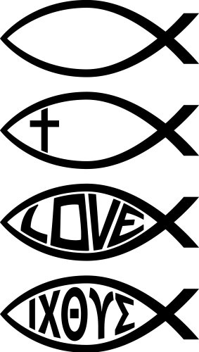 Christian Fish Logo Set Christian Fish Symbol Icon Stock