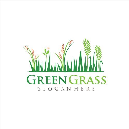 Set of grass logo design template Royalty Free Vector Image
