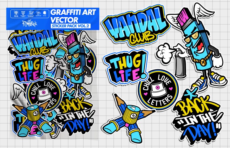 Graffiti sticker pack Royalty Free Vector Image