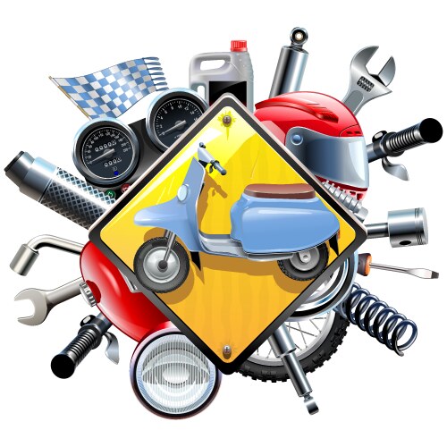 Banner with motorcycle spares Royalty Free Vector Image