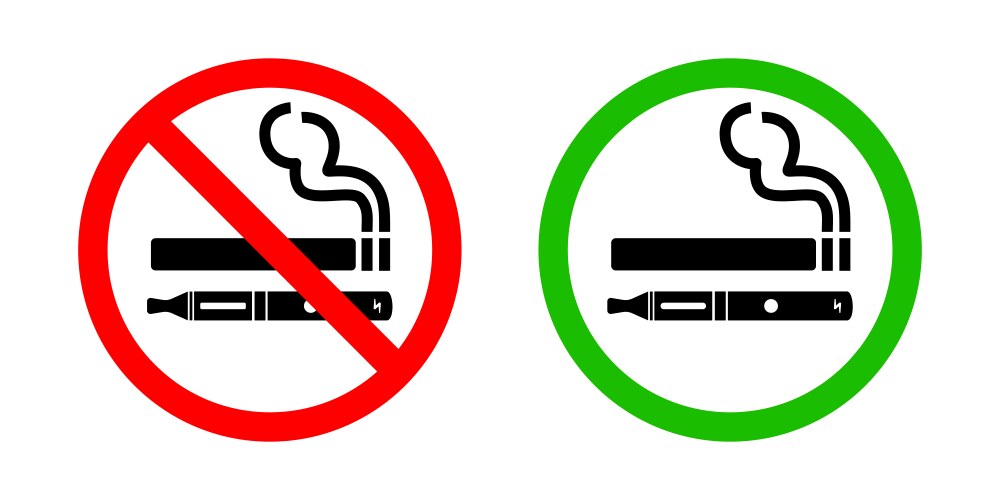 No smoking vaping and area sign set Royalty Free Vector
