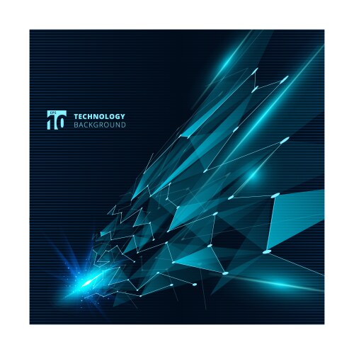 Abstract blue triangles shape and lines on black Vector Image