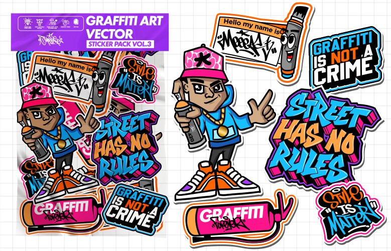 Graffiti sticker pack Royalty Free Vector Image