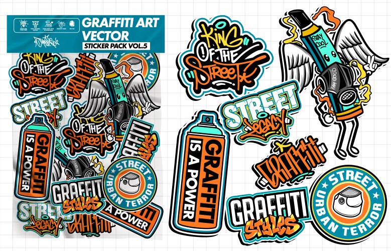Graffiti sticker pack Royalty Free Vector Image