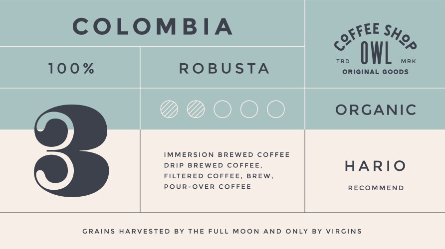 Coffee packaging design minimal label retro style Vector Image