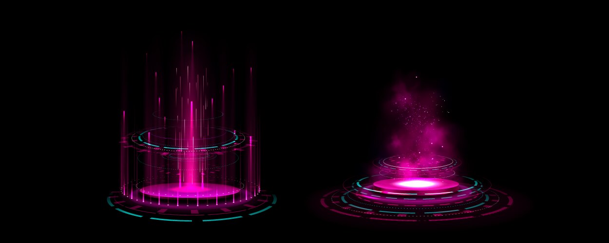 Realistic set of sci fi game frame with red light Vector Image