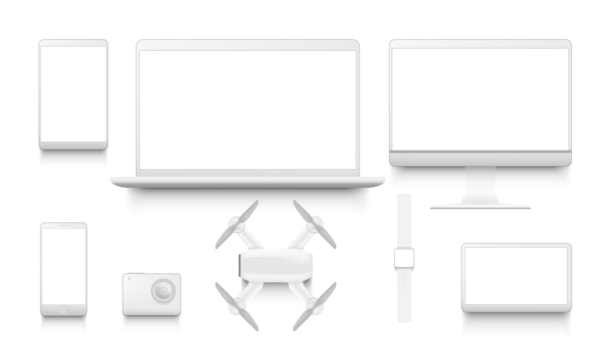 White computer display mockup clay desktop pc Vector Image