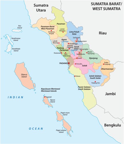 Bandund administrative map indonesia Royalty Free Vector