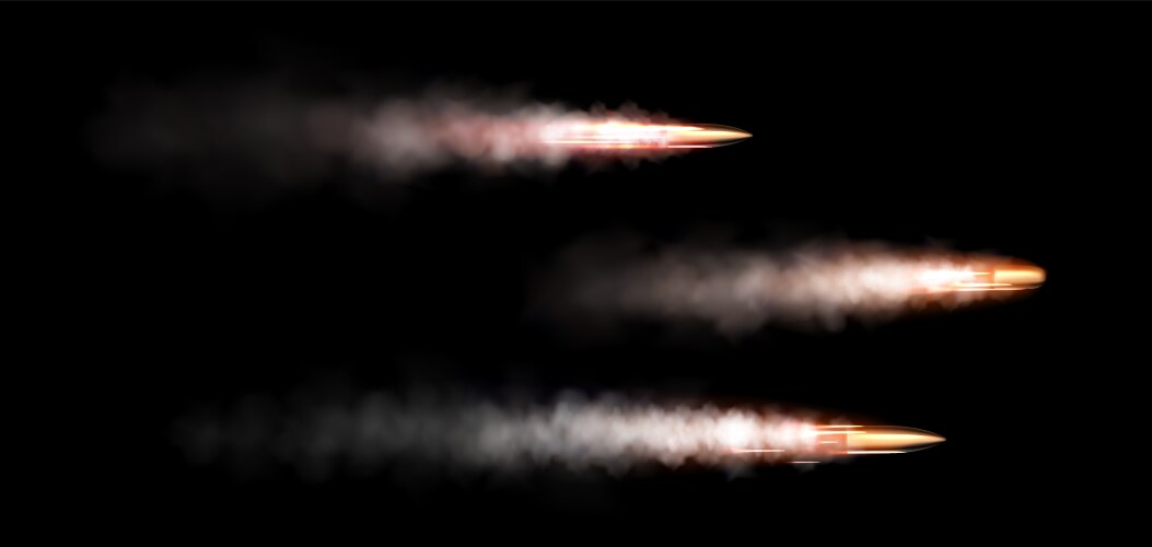 Flying bullet traces realistic pistol projectiles Vector Image