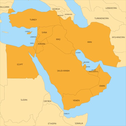 Map of the mena region middle east and north Vector Image