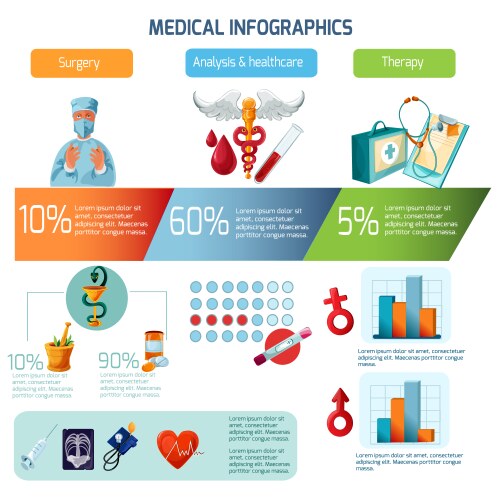 Medical and healthcare infographics Royalty Free Vector