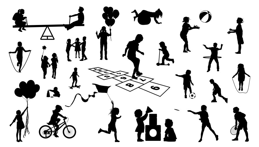 Children Playing Silhouette Clip Art Silhouette Of 3 Children Playing,