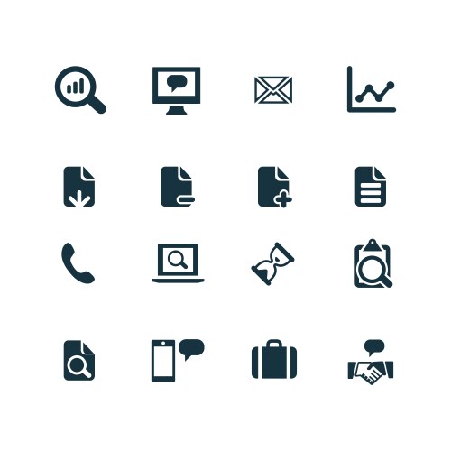 Media and communication icons set black series Vector Image