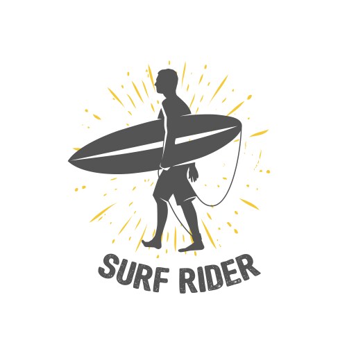 Surfing logo ride the wave surf rider Royalty Free Vector