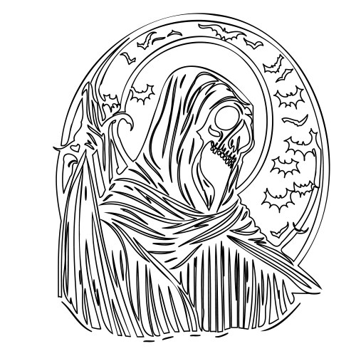 Grim reaper halloween outline sketch Royalty Free Vector