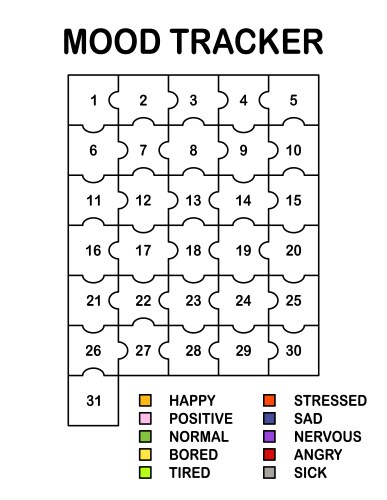 Mood tracker in pixels calendar munthly yearly Vector Image