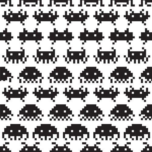 Pixel monsters arcade game seamless pattern Vector Image