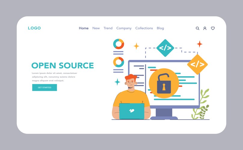 Open source set software with code available Vector Image