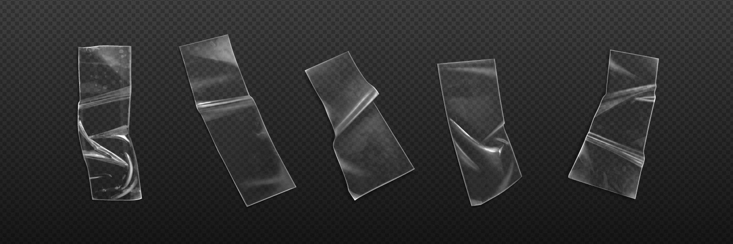 Transparent and black adhesive plastic tape patch Vector Image