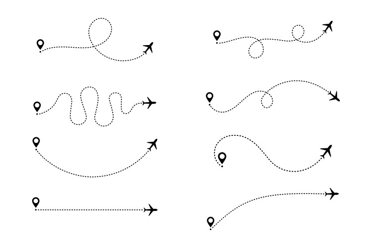 Airplane Dotted Line Vector Images (over 2,200)