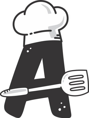 Alphabet initial chef hat with spatula restaurant Vector Image