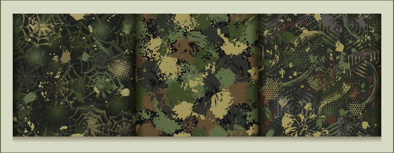 Abstract gray camo patterns with splattered paint Vector Image