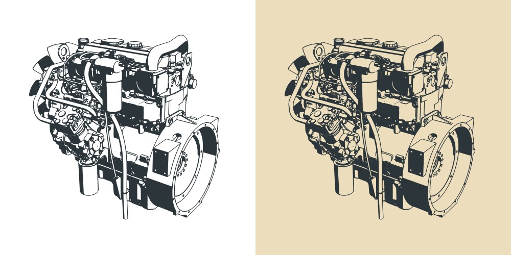 Diesel engine motor isometric for industry Vector Image