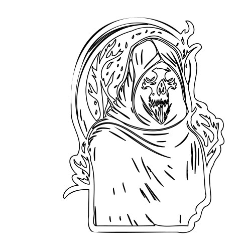 Grim reaper halloween outline sketch Royalty Free Vector