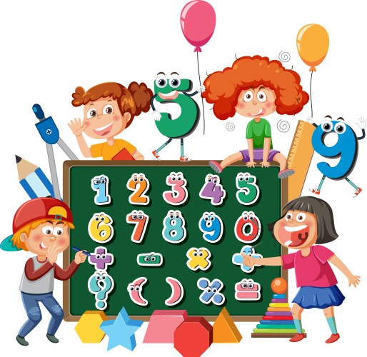 Student girl holding number cartoon character Vector Image