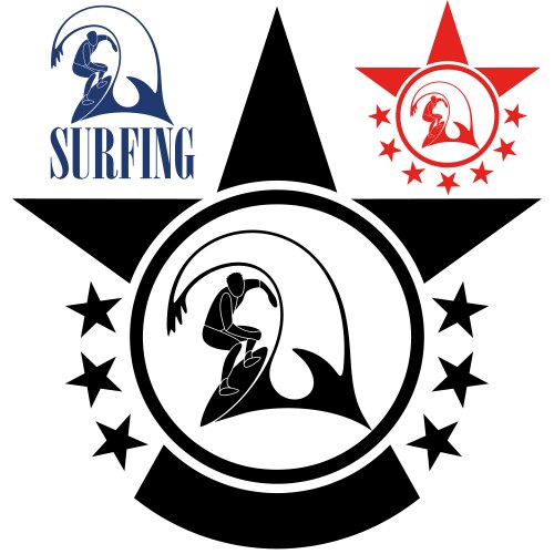 Vintage surfing emblems Royalty Free Vector Image