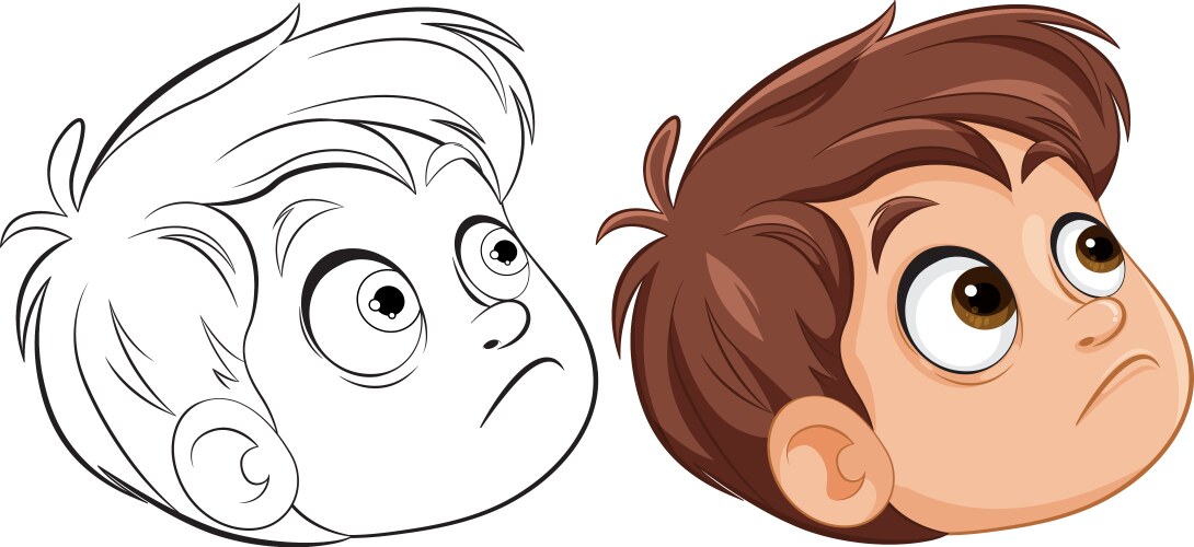 Four animated kids sitting looking up with happy Vector Image