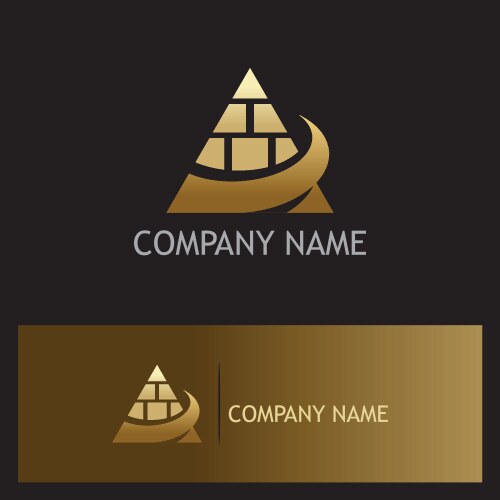 Circle triangle gold logo Royalty Free Vector Image