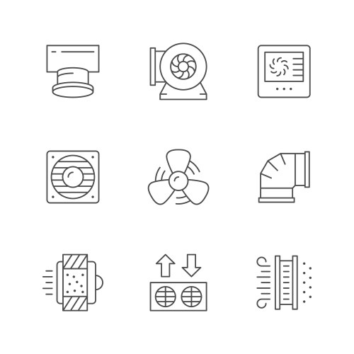 Set icons of ventilation and conditioning Vector Image
