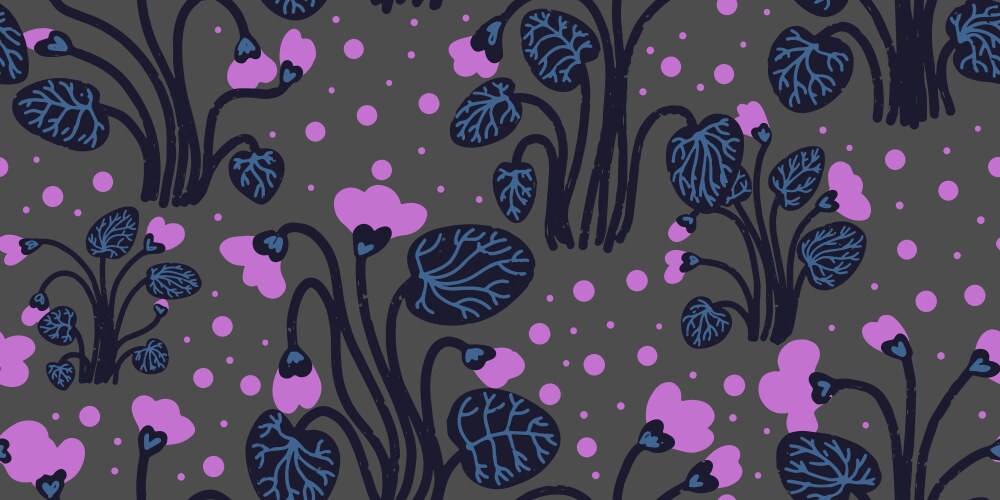 Texture violets forest flowers cartoon style Vector Image