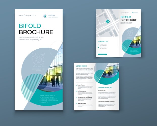 Bi fold brochure or flyer design with circle Vector Image