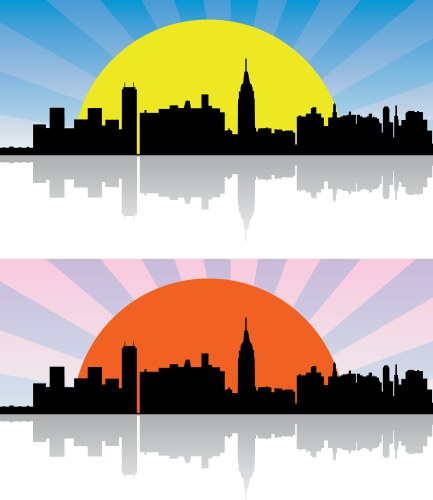 City with green reflection Royalty Free Vector Image