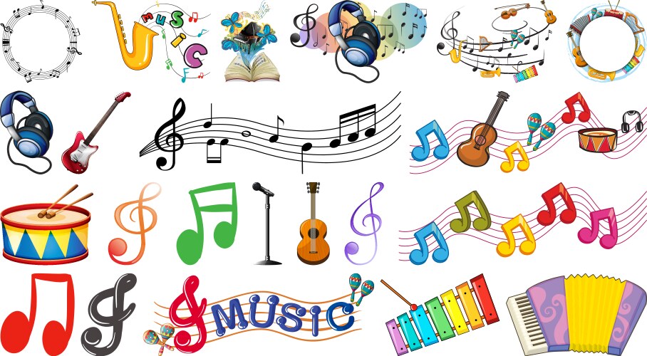 Cartoon kids with music notes Royalty Free Vector Image