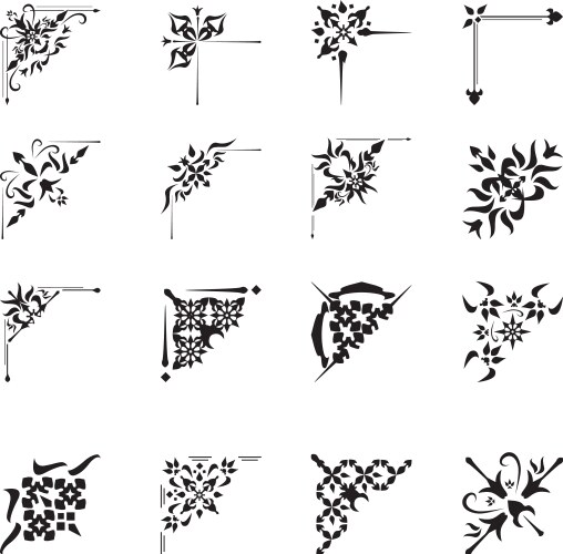 Vintage design elements corners and borders set 2 Vector Image