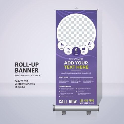 Construction roll up banner design template Vector Image