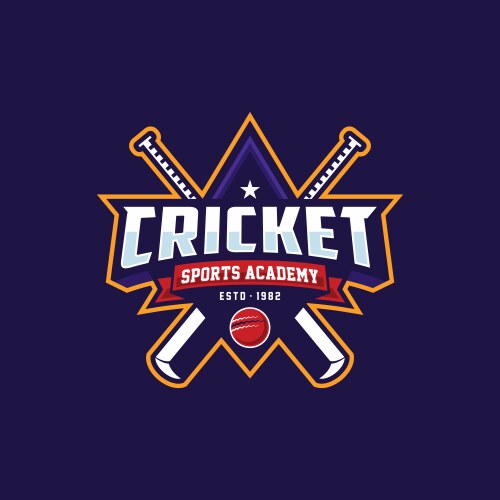 Cricket team logo template design Royalty Free Vector Image