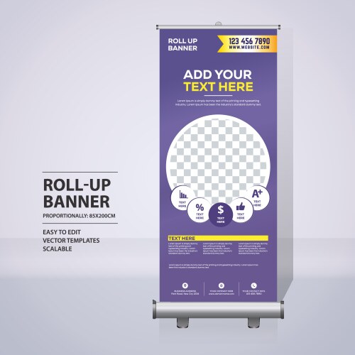 Roll up banner vertical design template Royalty Free Vector