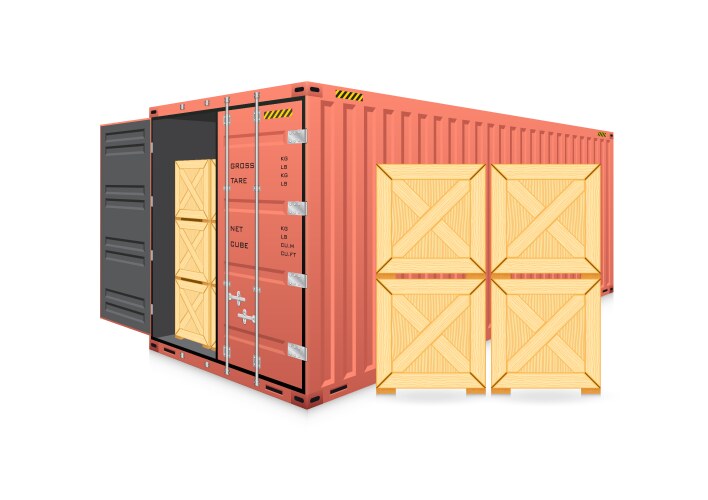 Red shipping container box Royalty Free Vector Image