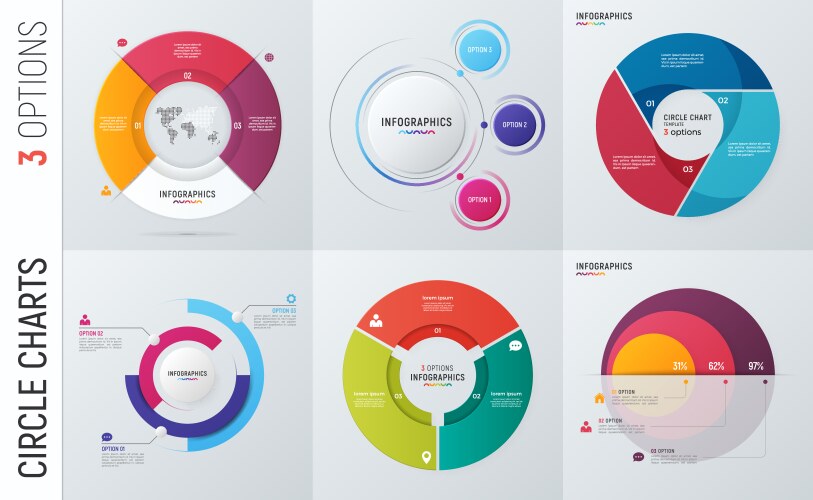 Set of infographic circle templates Royalty Free Vector