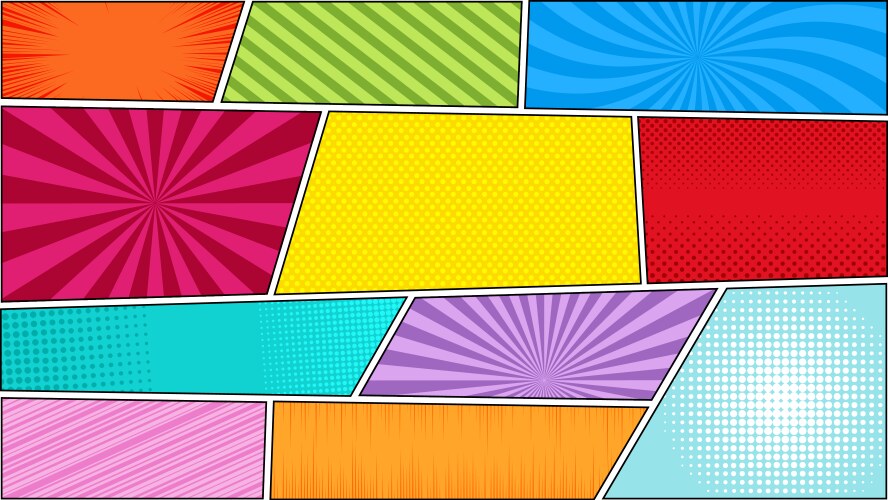 Cartoon comic backgrounds set comics book Vector Image