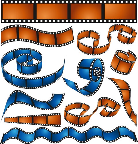 Horizontal film strip with blank frames curls Vector Image