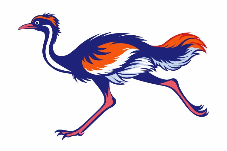 Ostrich run silhouette c Royalty Free Vector Image
