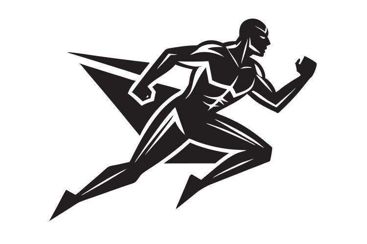 Black logo of male runner Royalty Free Vector Image