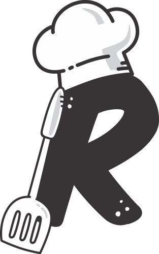 Alphabet initial chef hat with spatula restaurant Vector Image