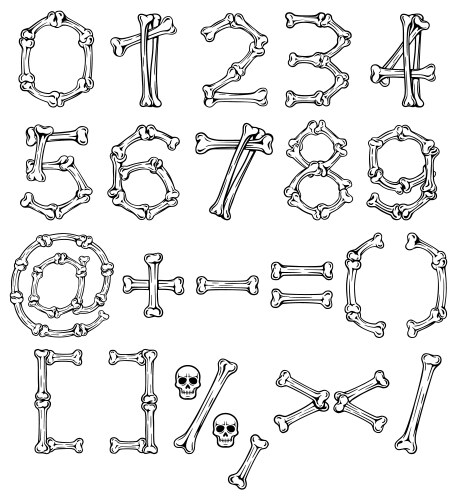 Bone font alphabet letters Royalty Free Vector Image